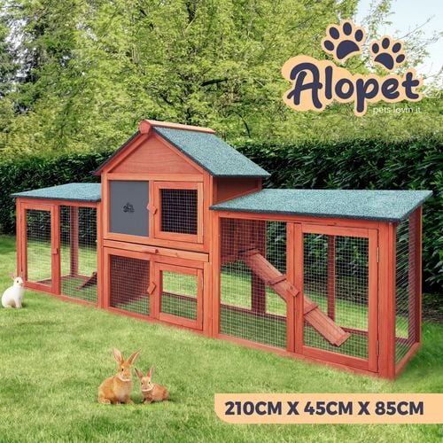 Alopet Rabbit Hutch Chicken Coop Bunny House Run Cage Wooden Outdoor ...
