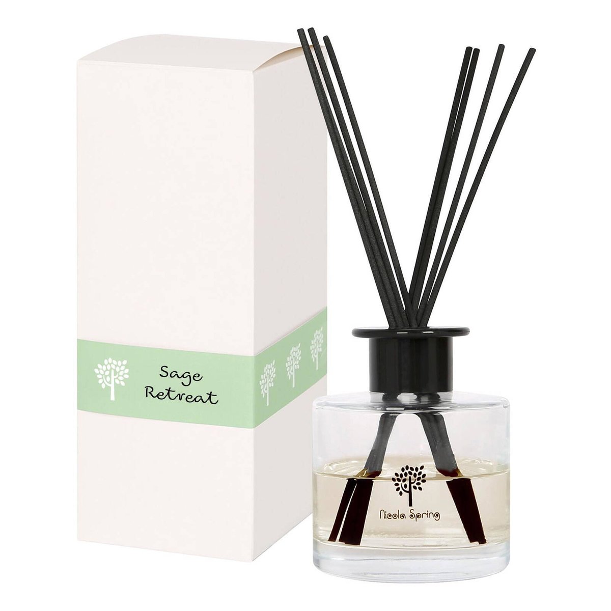 Glass Reed Diffuser - 200ml - Sage Retreat - Herbal Spa Fragrance with ...