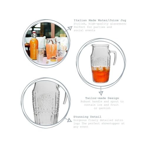 Bormioli Rocco Romantic Water Juice Retro Jug Carafe Pitcher Decanter ...