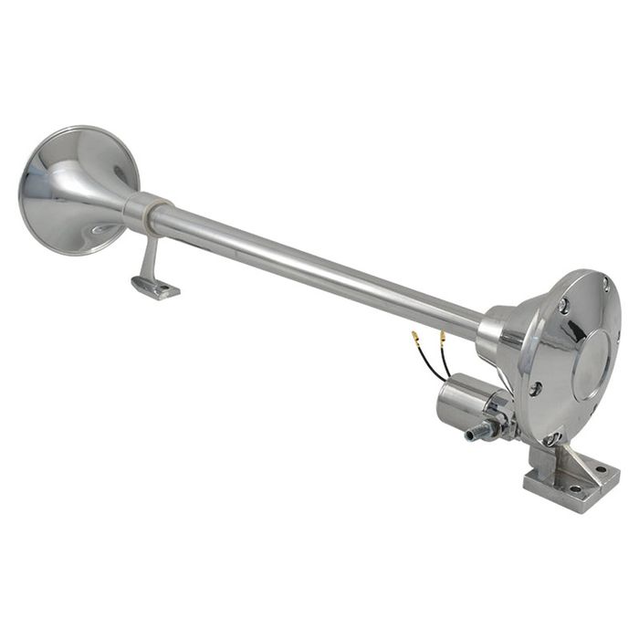 Chrome Single Round Trumpet Air Horn 630mm Long 12V/24V, Loud Truck ...