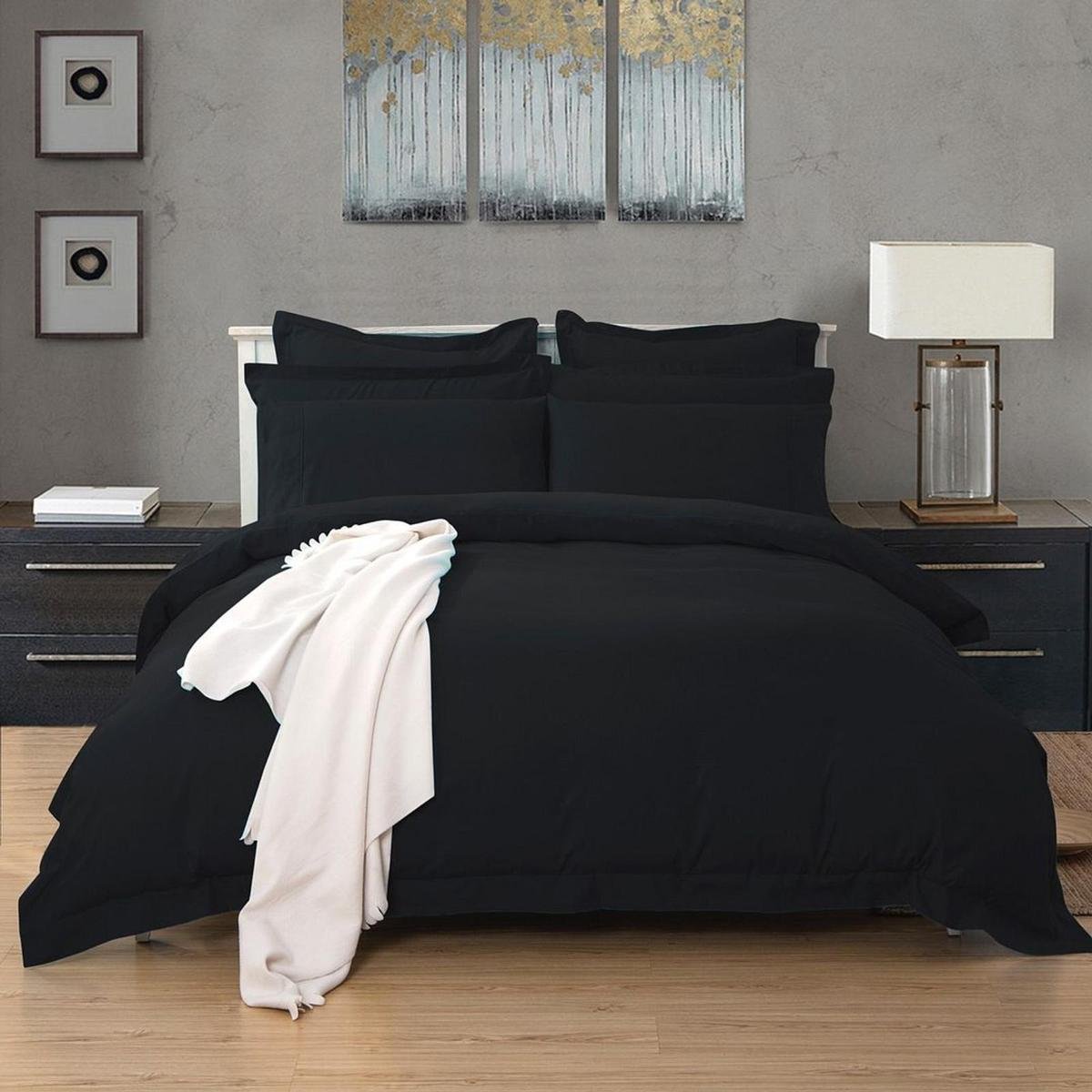 Fabric Fantastic 1000tc Tailored Queen Size Black Quilt/doona/duvet ...