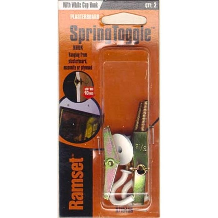 Ramset Spring Toggle Cup Hook White 2pk - Bunnings New Zealand