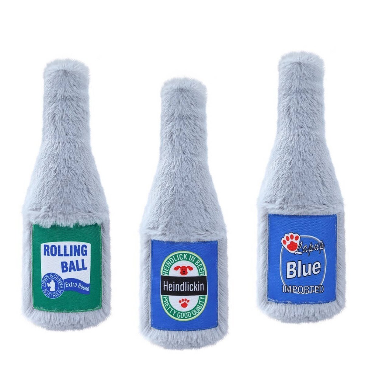 3PK Paws & Claws Furry Beer Bottle Plush 22x8cm Assorted - Bunnings ...