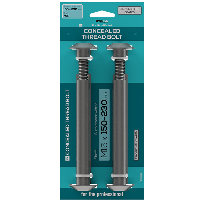 VUEPRO M16 150-230mm Concealed Thread Bolt - 2 Pack - Bunnings Australia