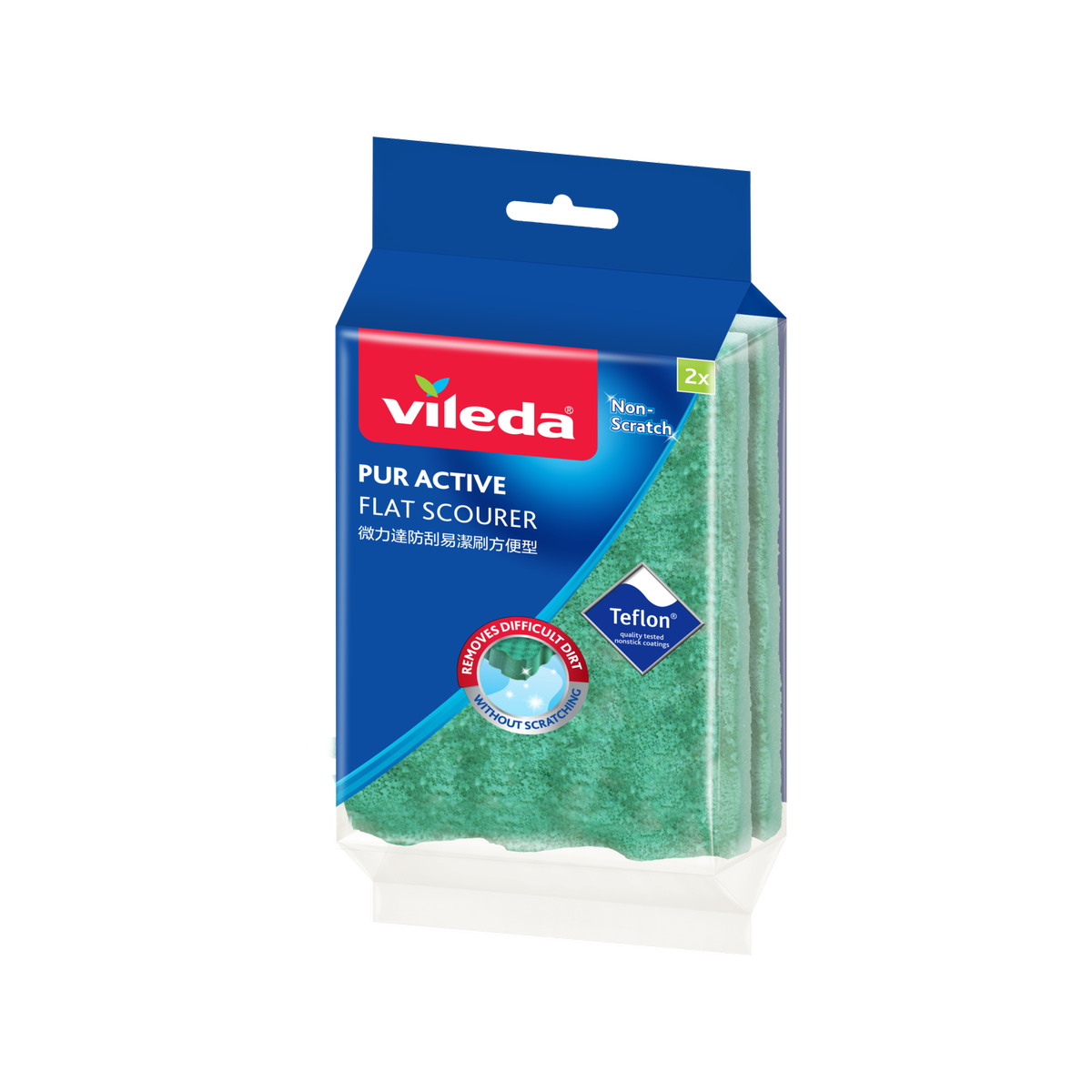 Vileda PUR Active Non-Scratch Flat Scourer - 2 Pack - Bunnings Australia