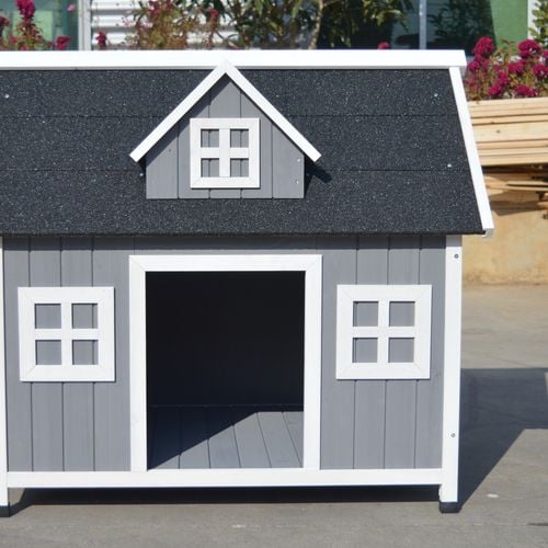 YES4PETS Grey Large Timber Pet Dog Puppy Wooden Cabin Kennel Timber ...