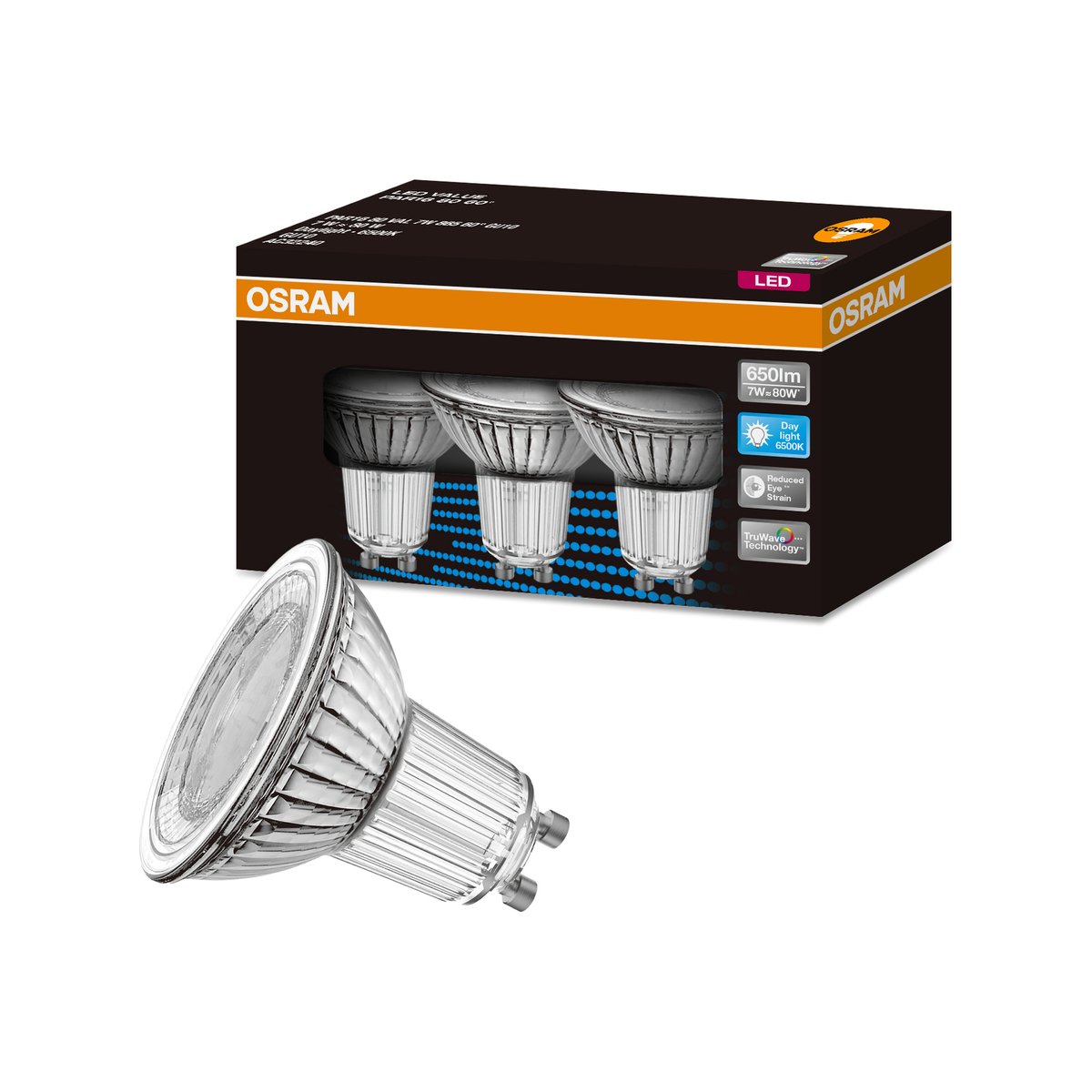 Osram GU10 LED 650lm Day Light 7W Downlight Globes - 3 Pack - Bunnings ...