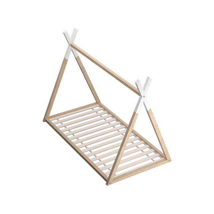 Oikiture Wooden Bed Frame Single Timber Teepee House Base Platform ...