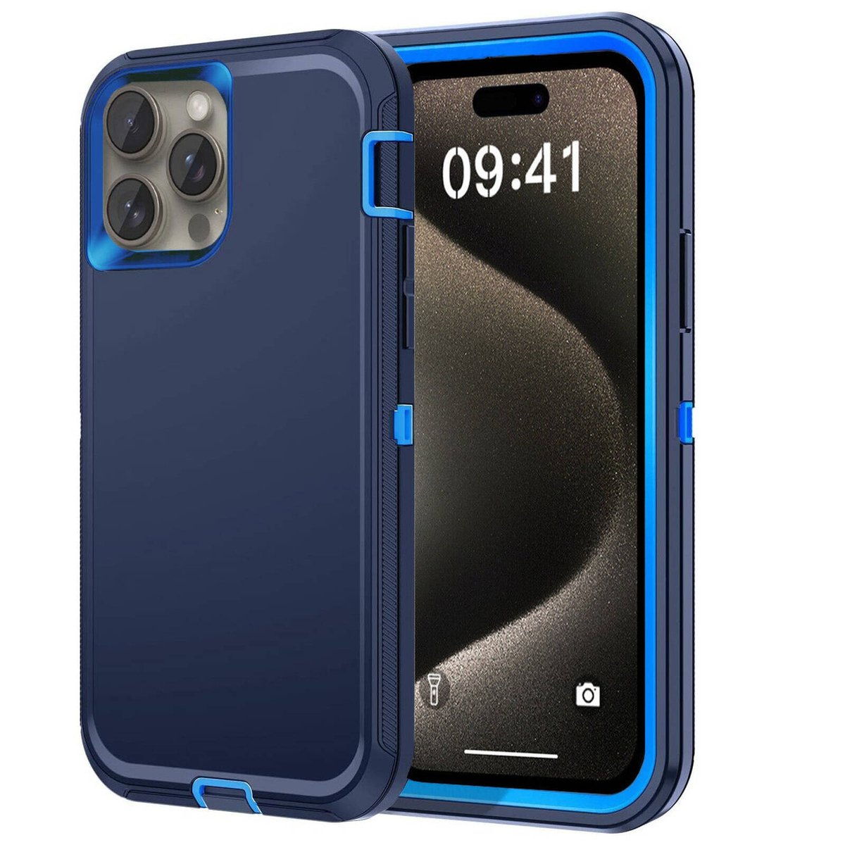 Rugged Case Shockproof Heavy Duty Cover - For Apple iPhone 15 Pro (Blue ...