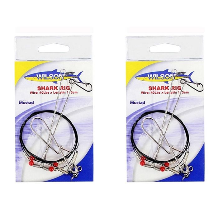 2x Wilson 113cm Shark Rig with 40lb Wire - Pre-Rigged Shark Rig ...