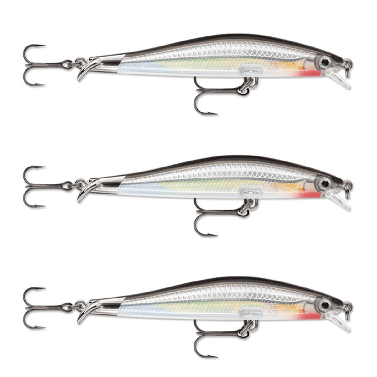 3x Rapala 9cm RipStop Shallow Jerkbait Hard Body Fishing Lures - Silver ...