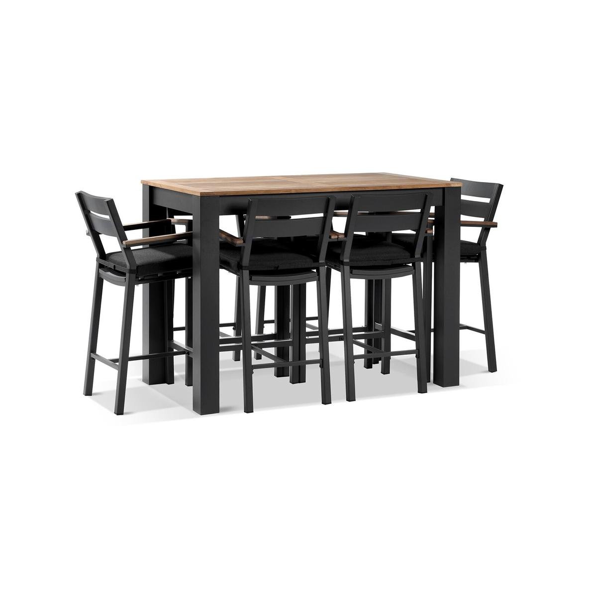 Outdoor Balmoral 1.5M Aluminium Bar Table With 6 Capri Bar Stools ...