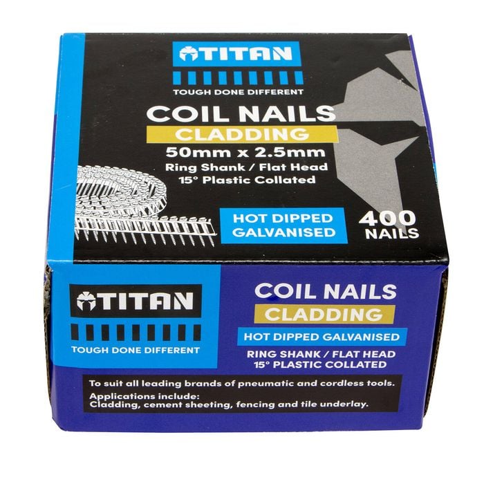 Titan 50 x 2.5mm Hot Dipped Galvanised Collated Coil Nail Ring - 400 ...