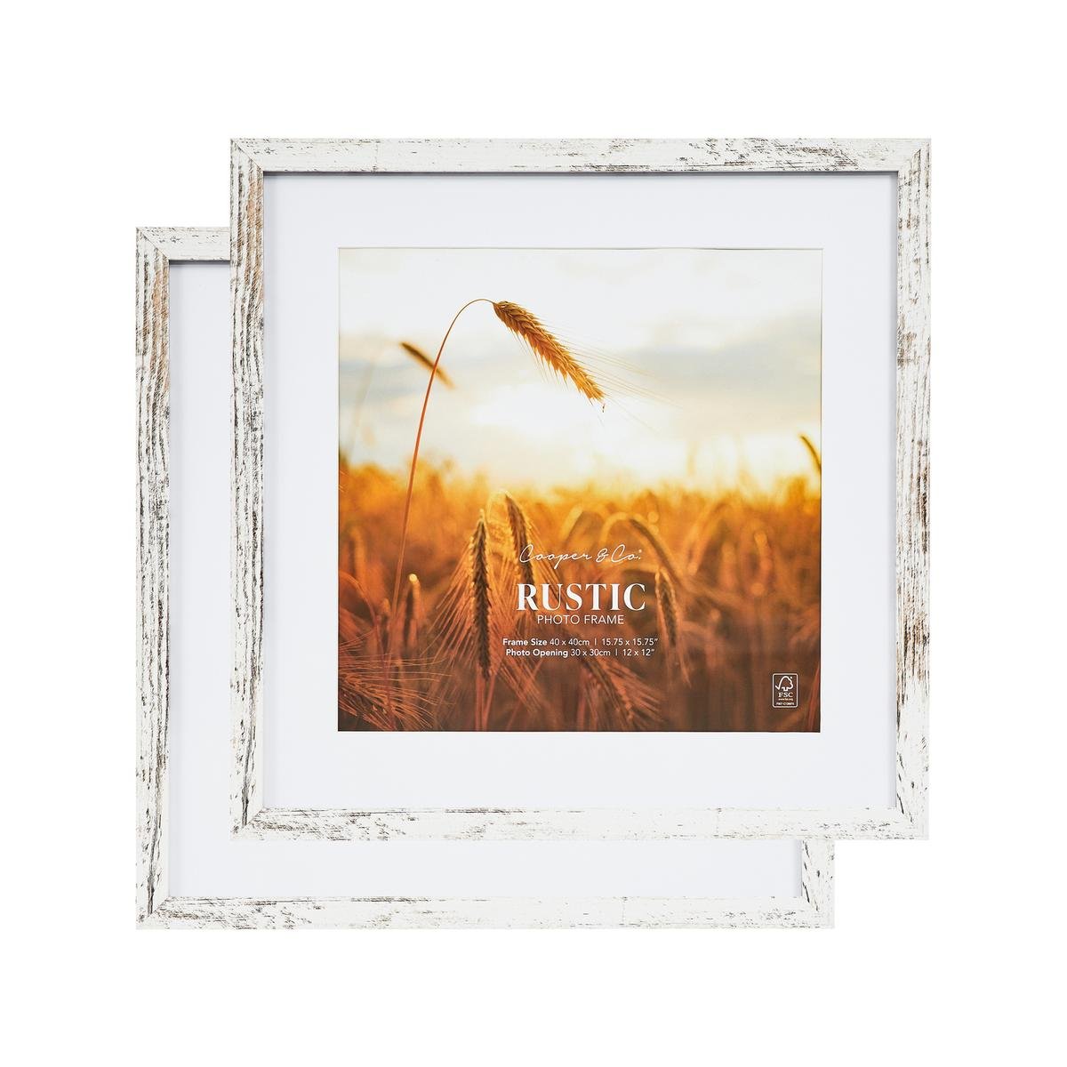 Cooper & Co. Set Of 2 40x40cm Mat to 30x30cm White Premium Rustic ...