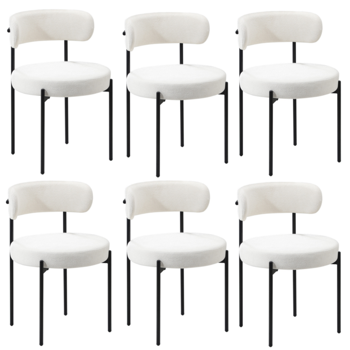 Oikiture 6x Dining Chair Round Boucle Kitchen Lounge Seats Backrest ...
