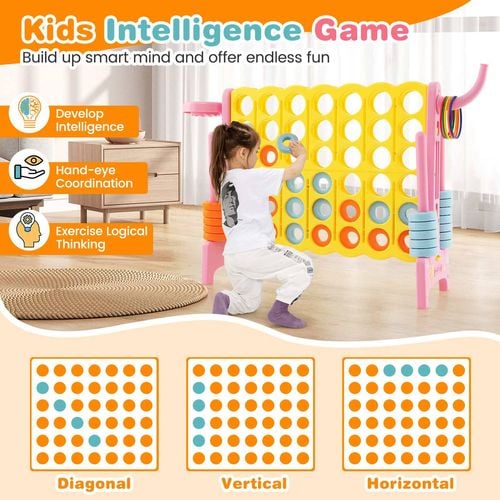 Costway Giant 4 In A Row Connect four Board Game Set w/Basketball Hoop ...