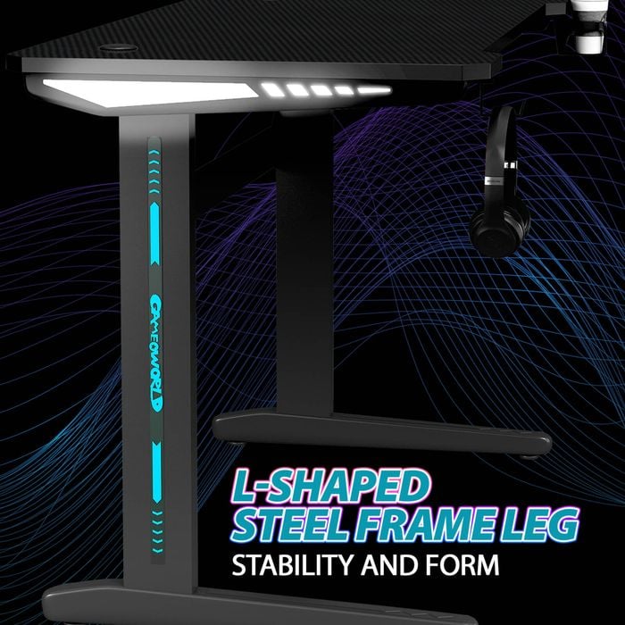 MIUZ Gaming Desk Office Computer Desk Home Study Carbon Fiber Table RGB ...