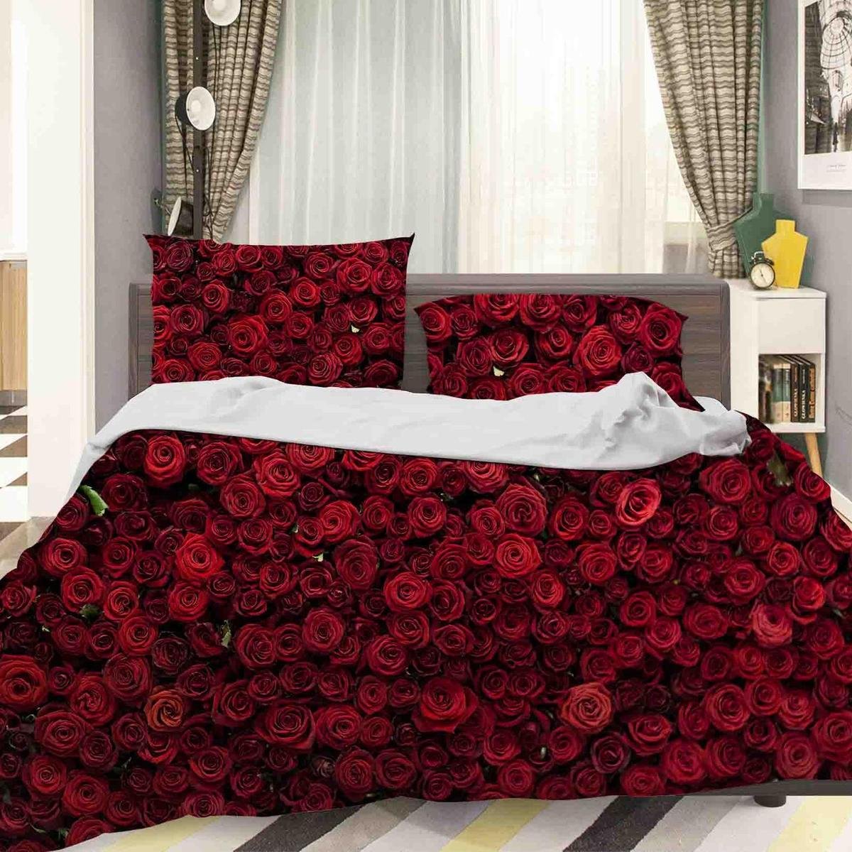 3D Red Rose Quilt Cover Set Bedding Set Pillowcases 95 - Bunnings Australia