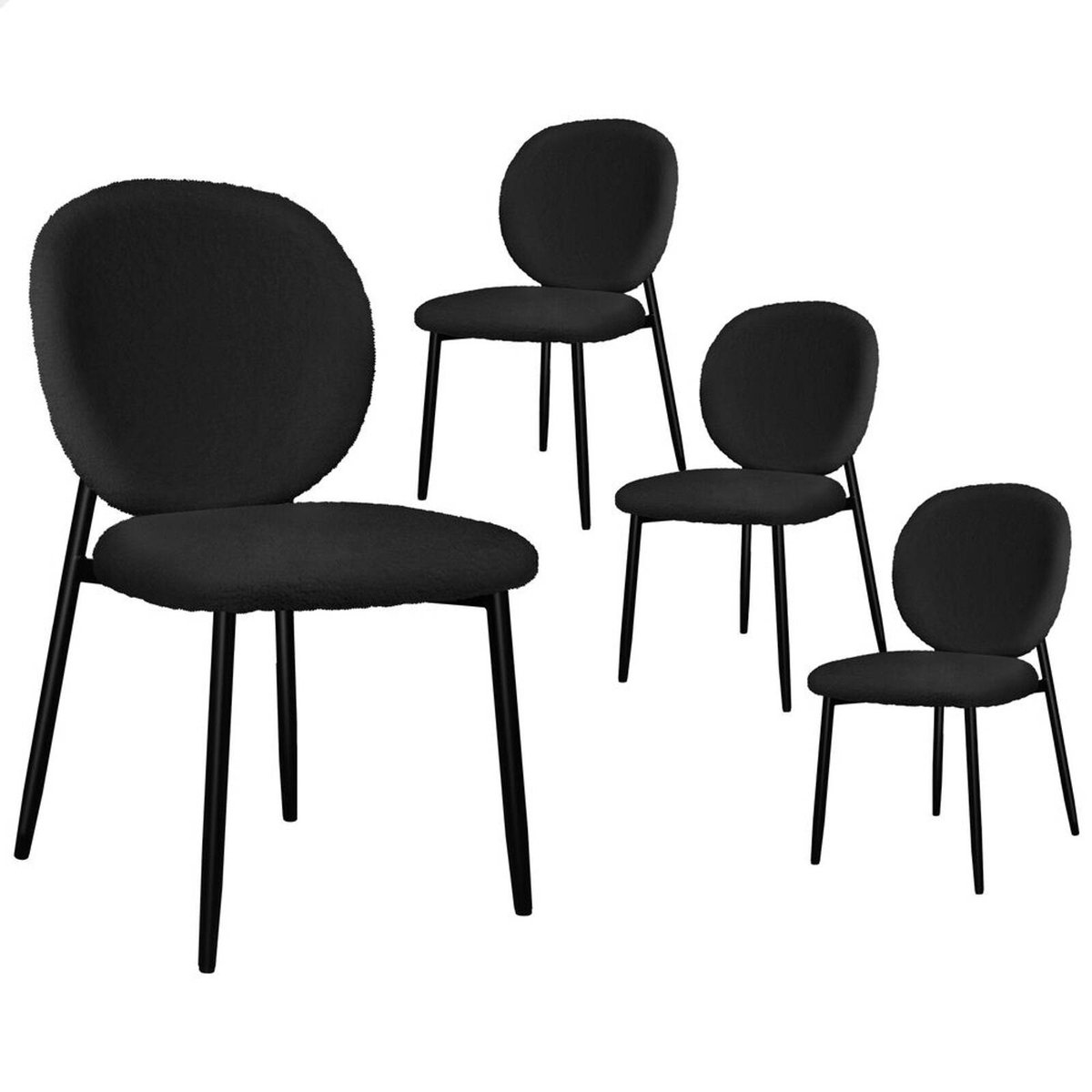 ALFORDSON 4x Dining Chairs Sherpa Black - Bunnings Australia
