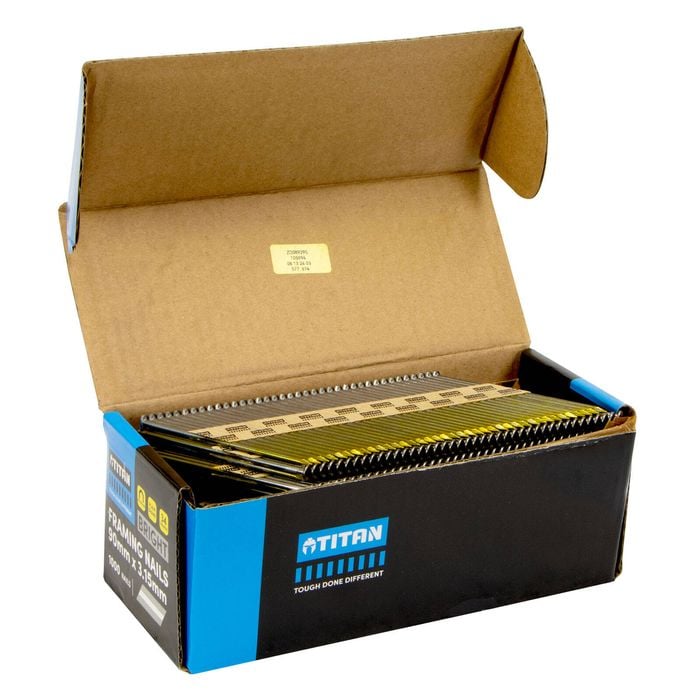 Titan 90 x 3.15mm Bright Steel Collated Framing Nails - 1000 Pack ...