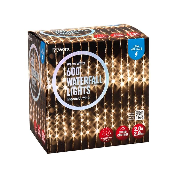 Lytworx Low Voltage Warm White Waterfall Lights Pk600 - Bunnings Australia