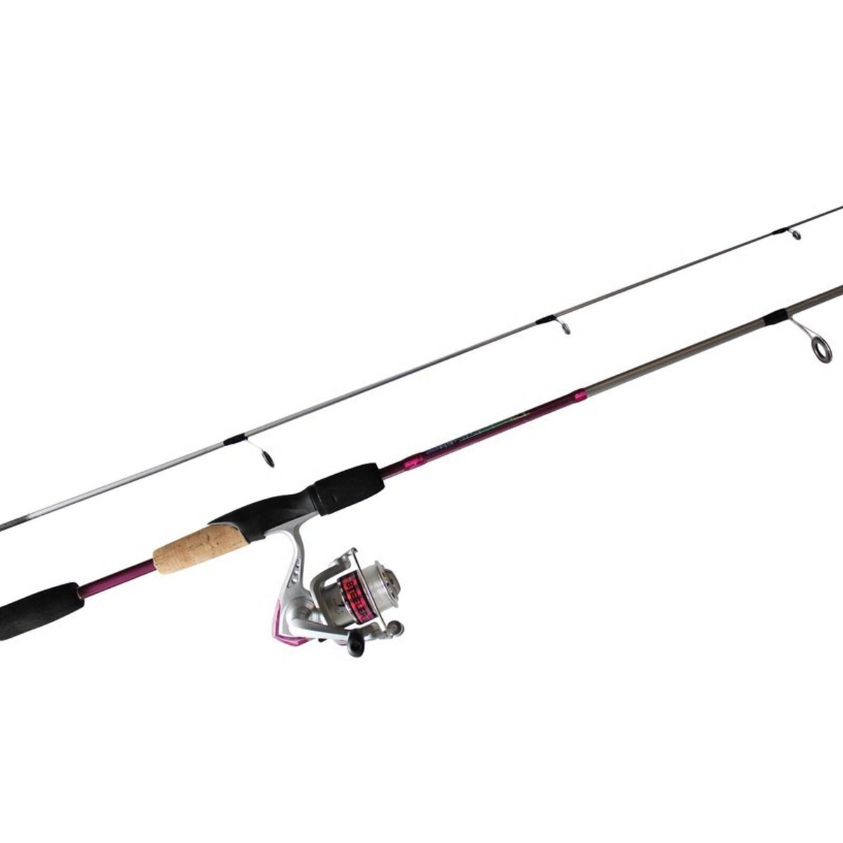 Pink 5'6 Okuma Steeler XP 2 Piece Fishing Rod and Reel Combo Spooled ...