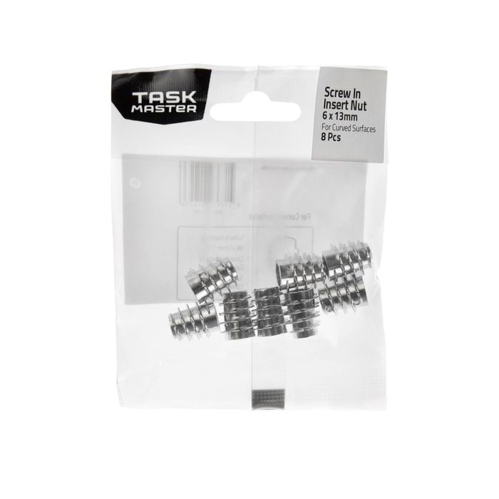 Taskmaster 6 x 13mm Screw In Insert Nut For Curved Surfaces - 8 Pack ...