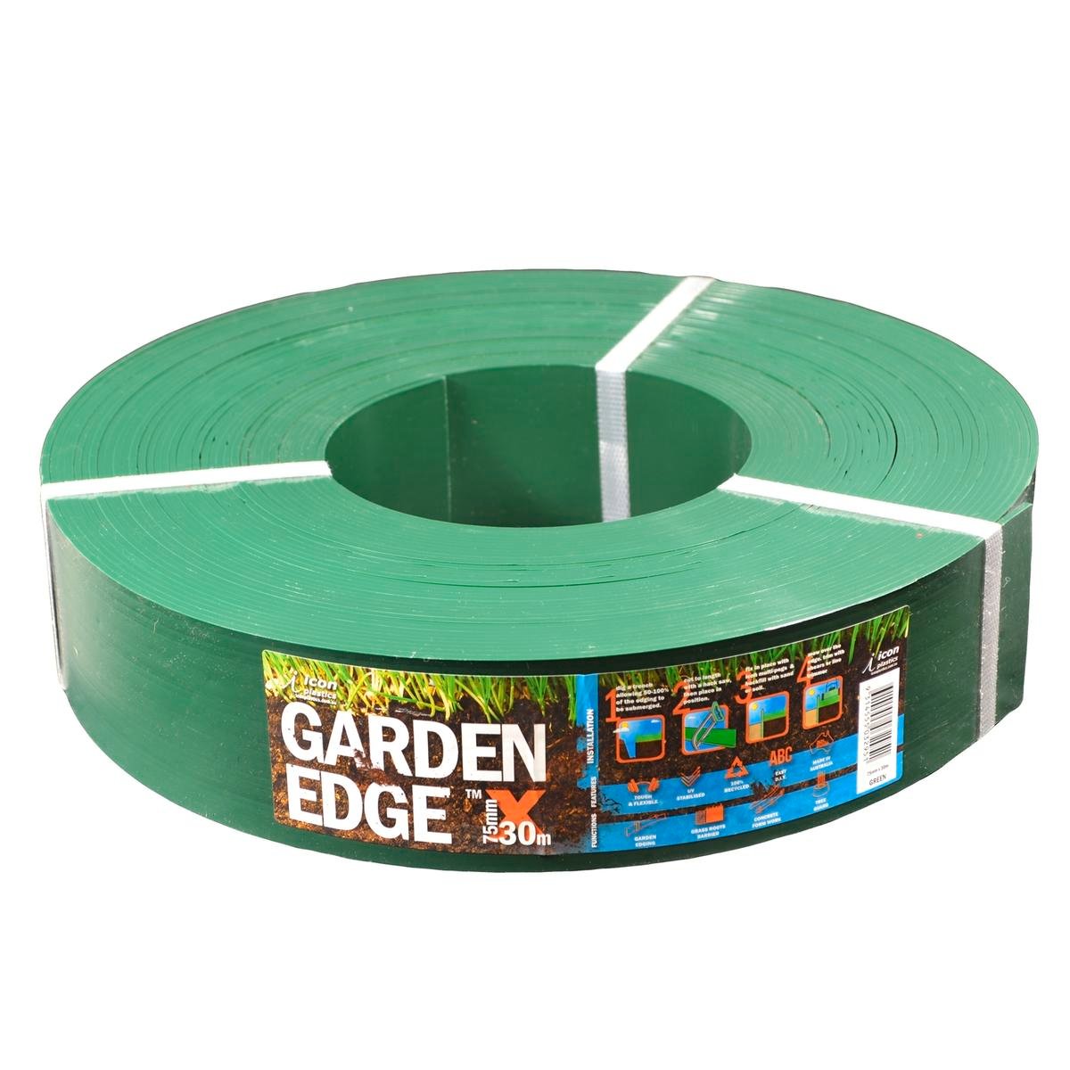 Icon Plastics 75mm x 30m Green Garden Edge - Green - Bunnings Australia
