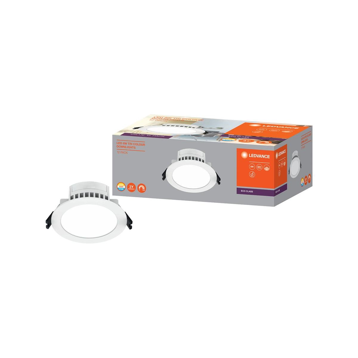 Ledvance Downlights LED 700Lm Tri-colour 8W Dimmable - 12 Pack ...