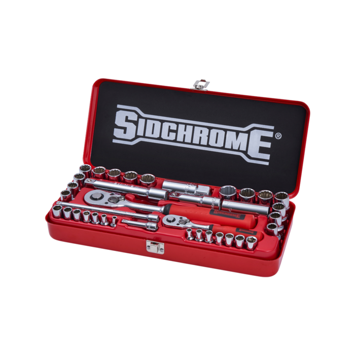 Sidchrome 37 Piece 1/4” And 1/2” Drive Met/AF Socket Set - Bunnings ...