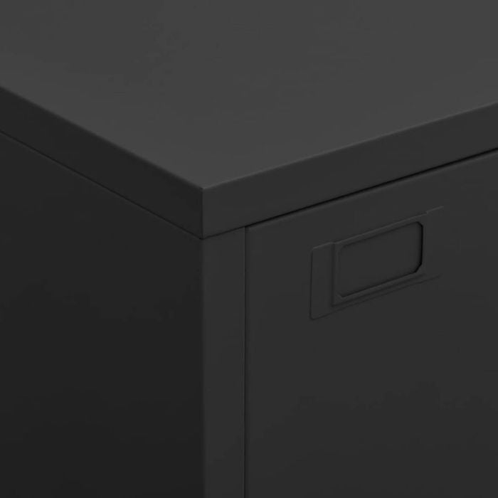 vidaXL Industrial Storage Chest Black Metal Container Side Cabinet ...