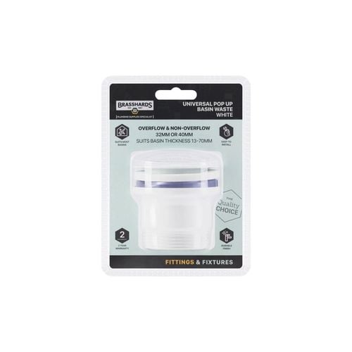 Brasshards White Universal Pop Up Basin Waste - Bunnings Australia
