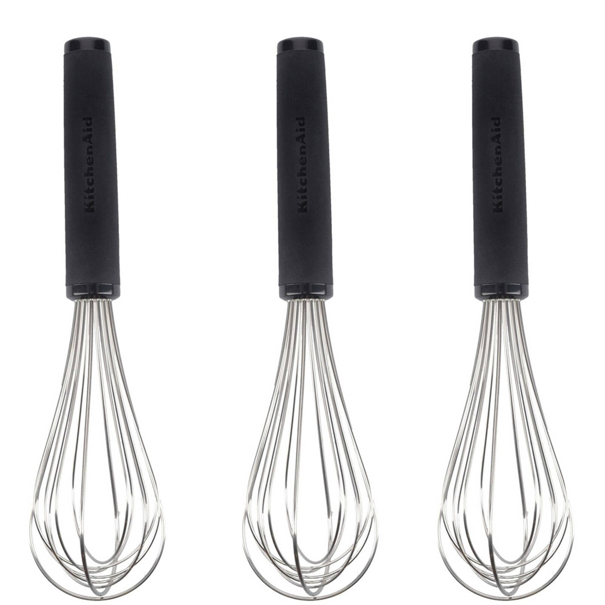 3PK KitchenAid Soft Touch Whisk Utensil Nylon 27cm - Black - Bunnings ...