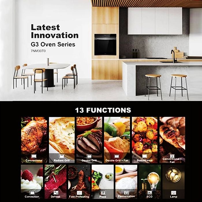 Midea 72l Large Cavity Built-in Oven 13 Functions Stainless Steel Multi ...