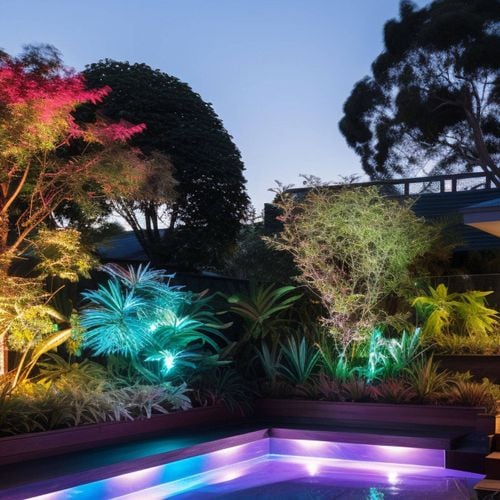 Brilliant 12V 5W Black Artisan RGB Garden Spotlight - Bunnings Australia
