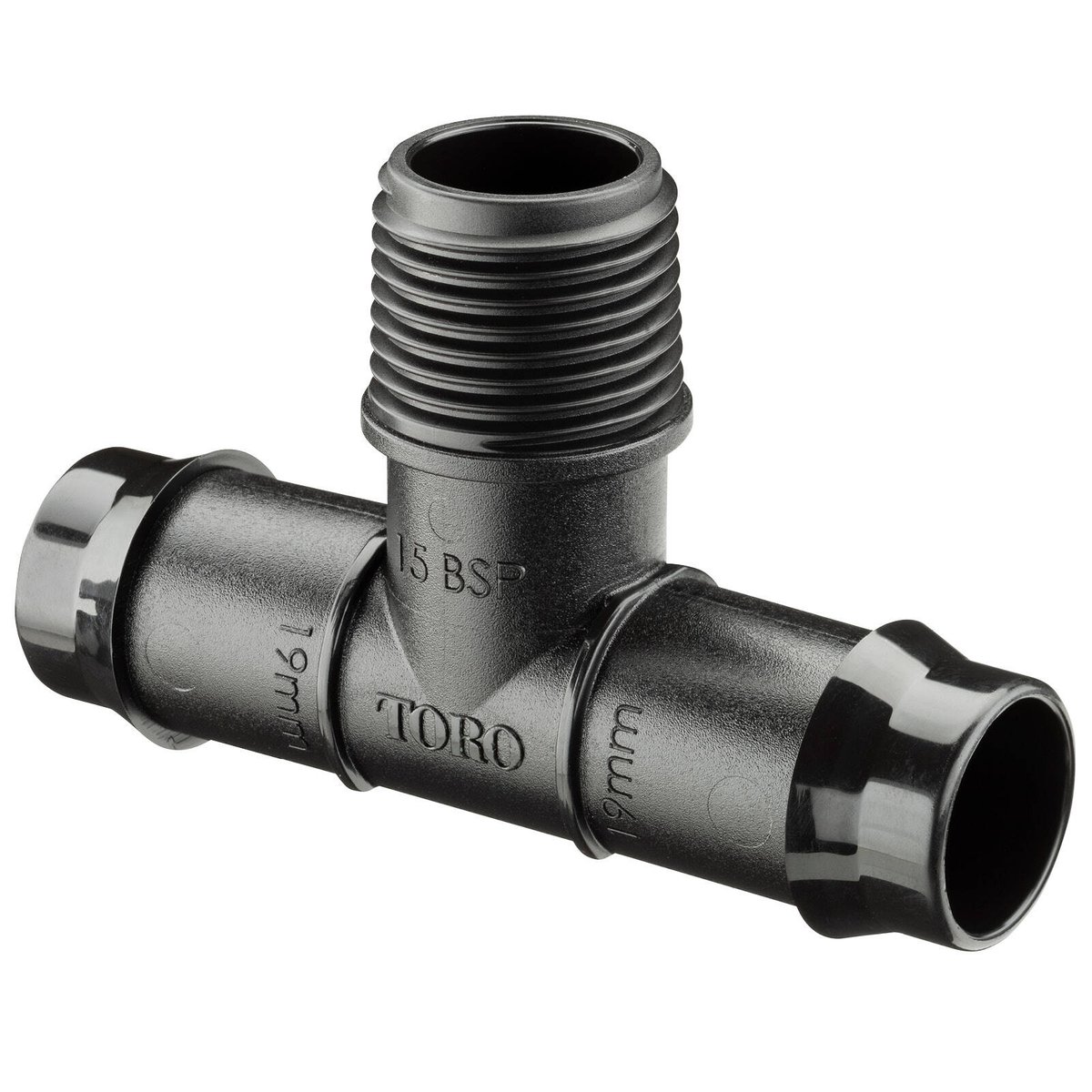 Toro 19mm Barbed x 15mm BSP Barbed Male Threaded Tee - Bunnings Australia