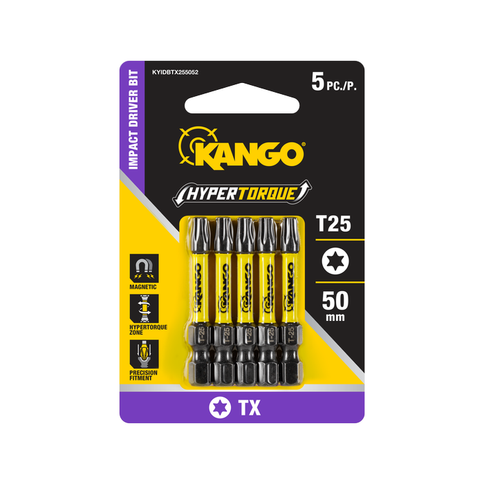 Kango 50mm TX25 HyperTorque Impact Driver Bit 5 Pack Bunnings Australia