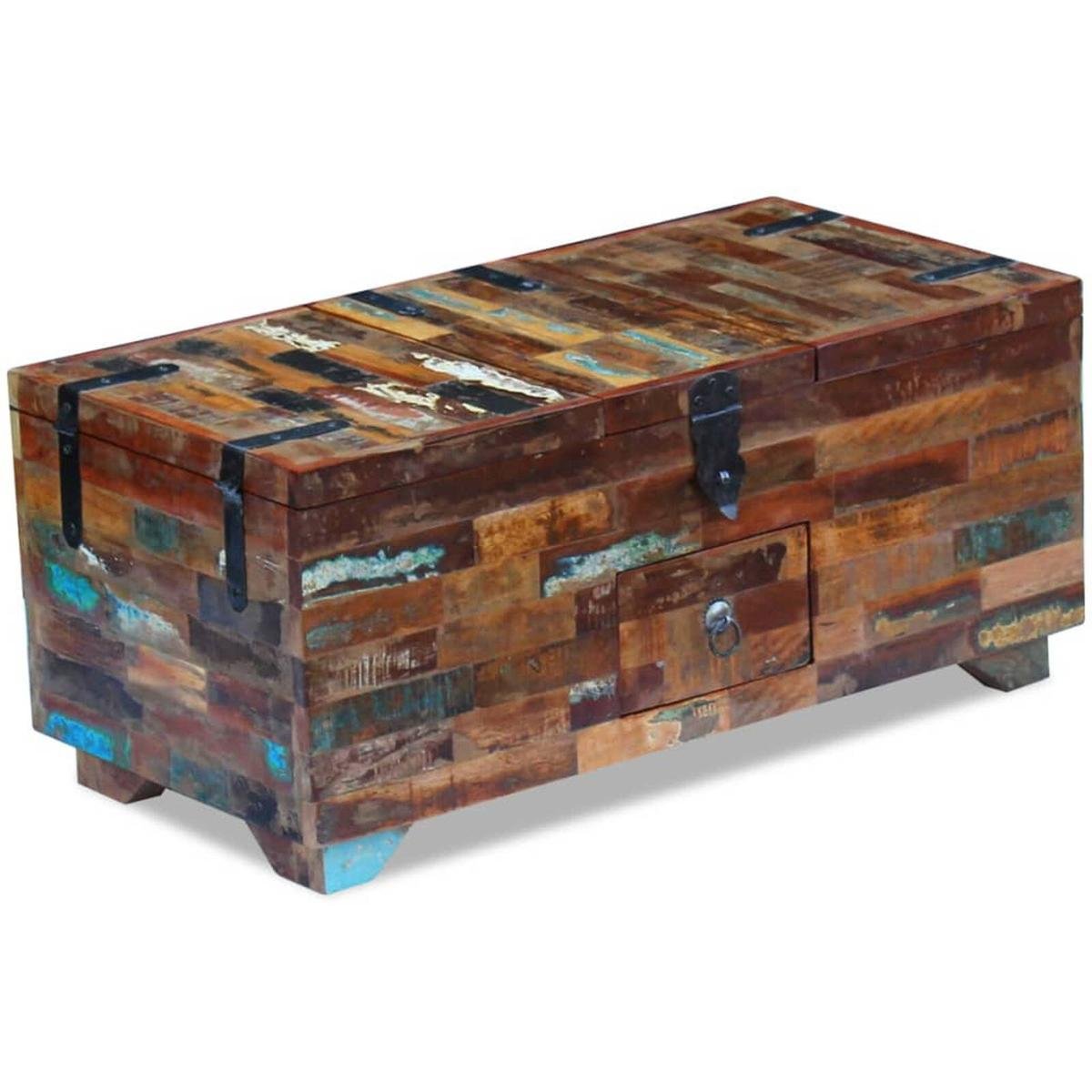vidaXL Solid Recycled Wood Coffee Table Blanket Box Storage Chest Trunk ...