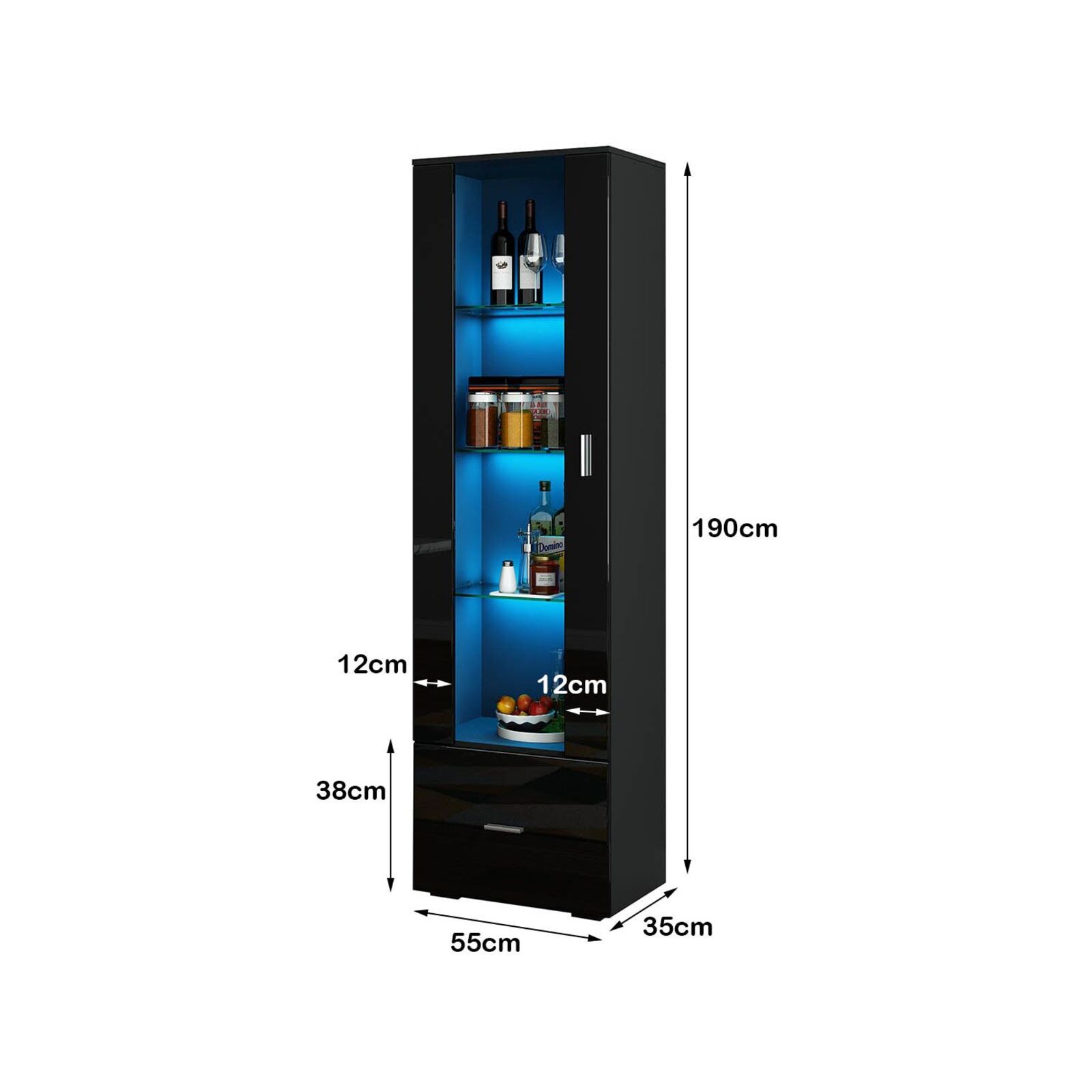 190cm Glass Door Display Cabinet Cabinet Bunnings Australia