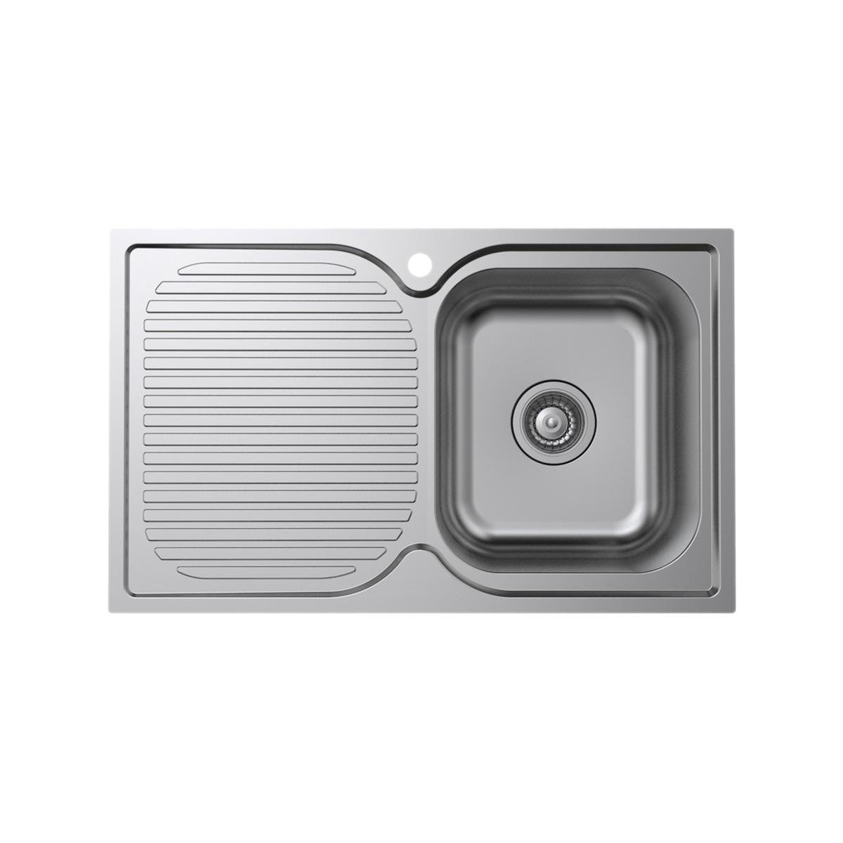 Mondella 780mm Stainless Steel Cadenza Right Hand Single Bowl Sink With ...