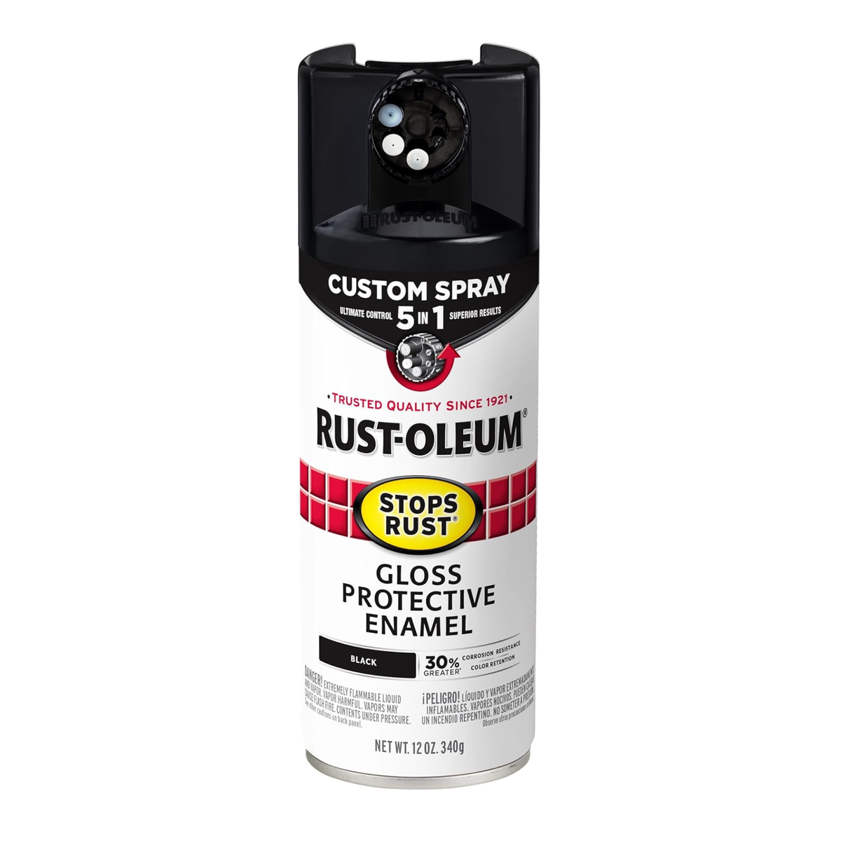 Rust-Oleum Custom Spray 5 in 1 Gloss Black 340g - Bunnings Australia
