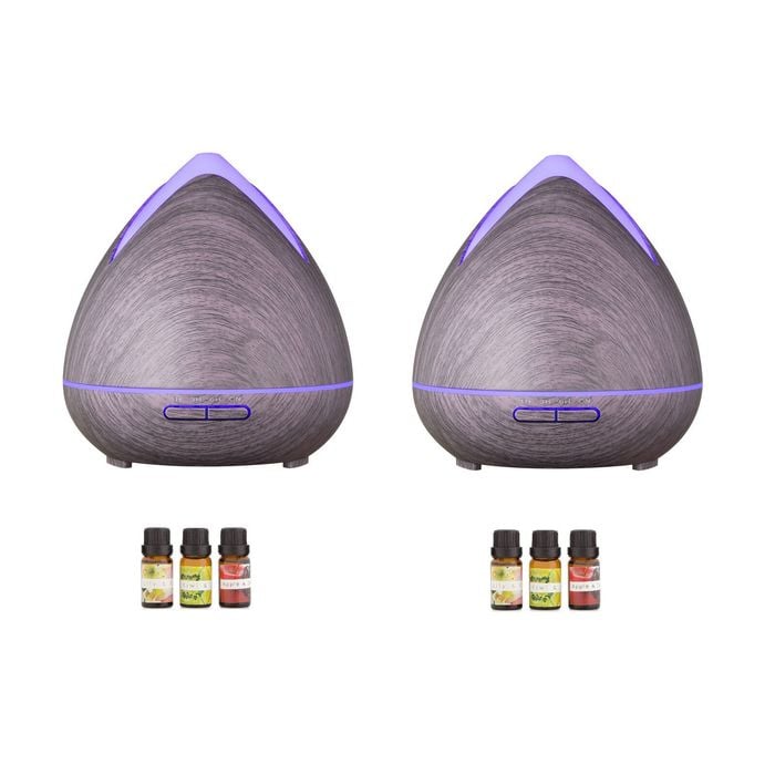 2 x PureSpa Ultrasonic Diffusers + 6 Diffuser Oils Set Violet ...
