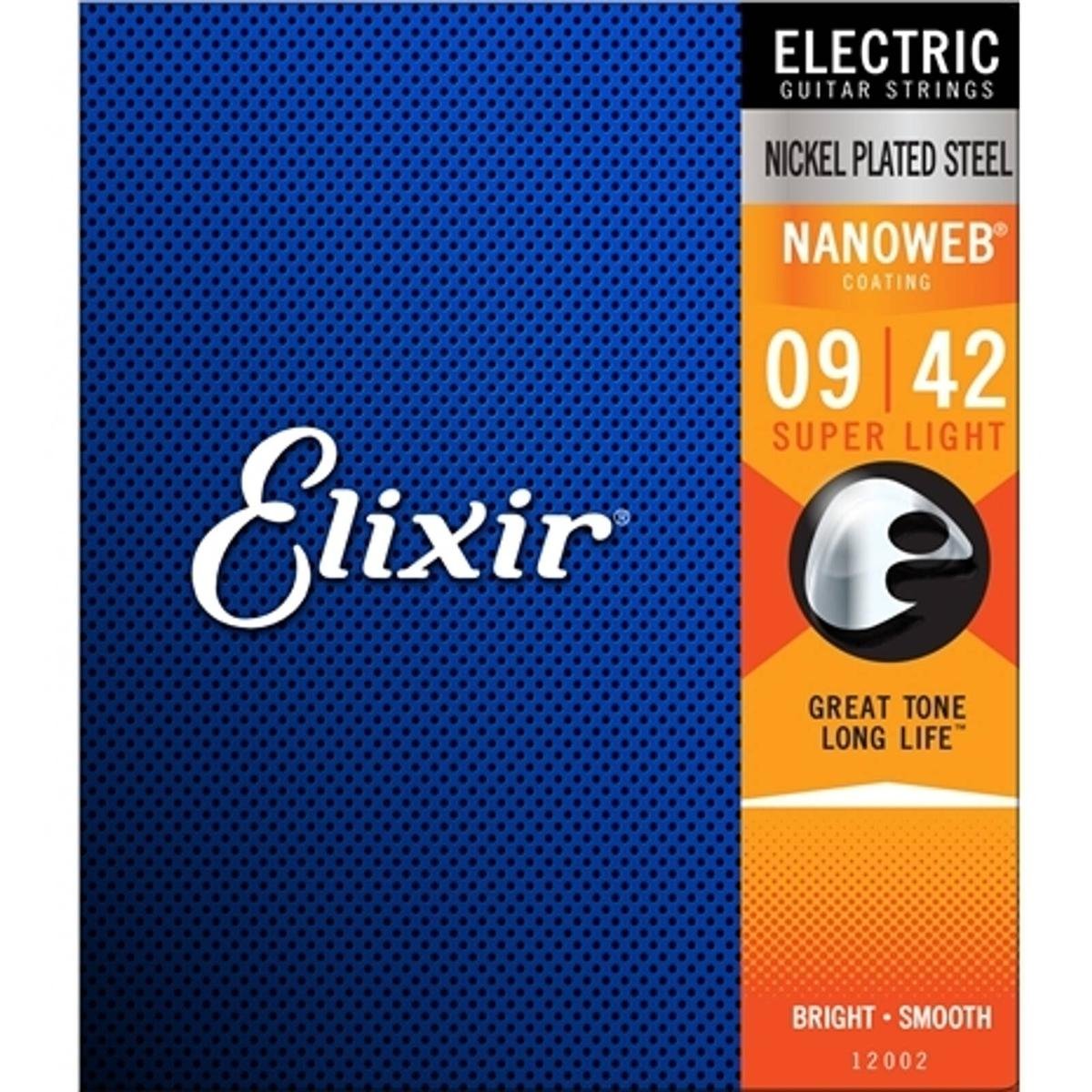 Elixir #12002 Electric Guitar Strings Nano Steel 9-42 Super Light ...