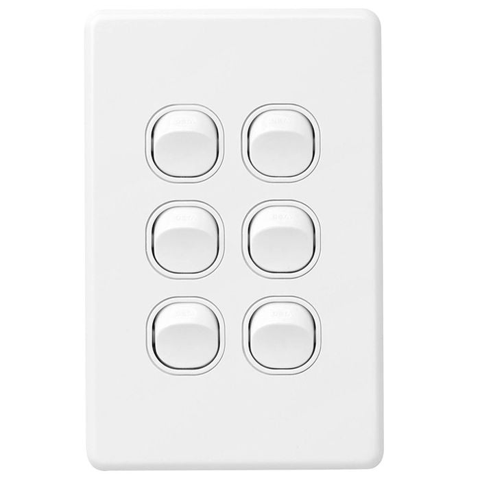 DETA S-line Six Gang Vertical Wall Switch - Bunnings Australia