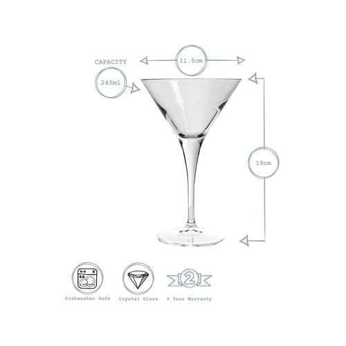 Bormioli Rocco Ypsilon Martini Glass Cocktail Glasses Set - 245ml - Pack Of 24 - Bunnings Australia