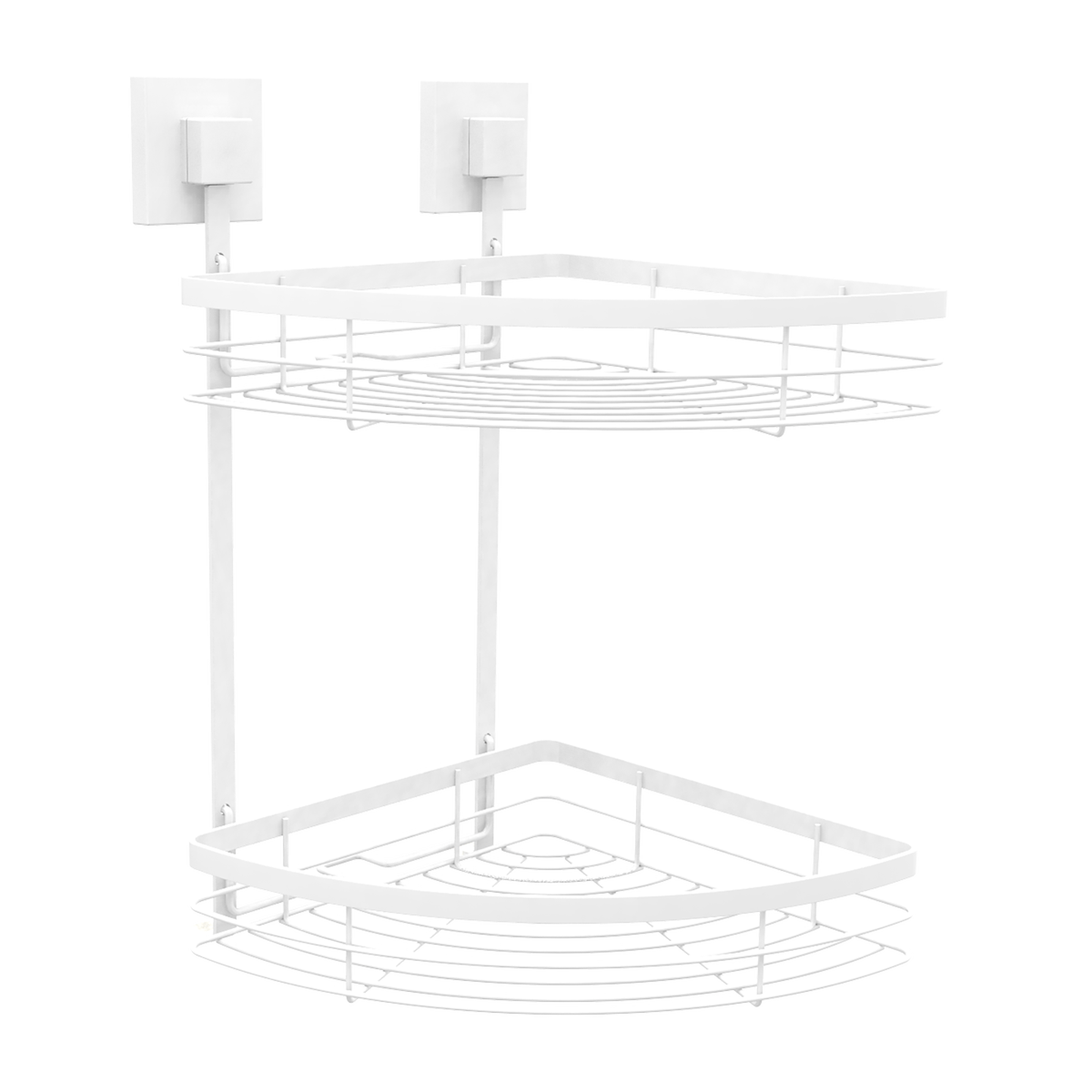 Fusion-Loc Matte White Style Suction Double Corner Shower Caddy ...