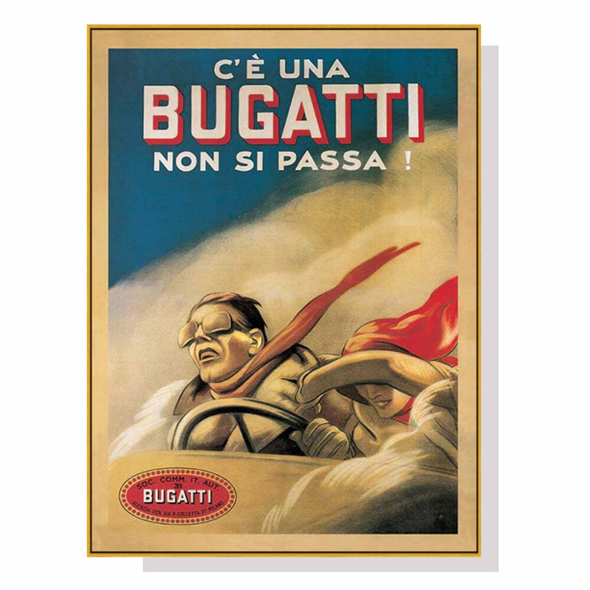 Wall Art 100cmx150cm Bugatti Gold Frame Canvas - Bunnings Australia