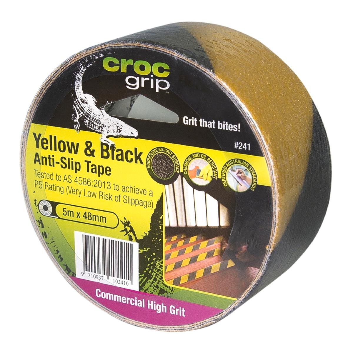 Croc Grip 5m x 50mm Yellow & Black Anti-Slip Tape - Bunnings Australia