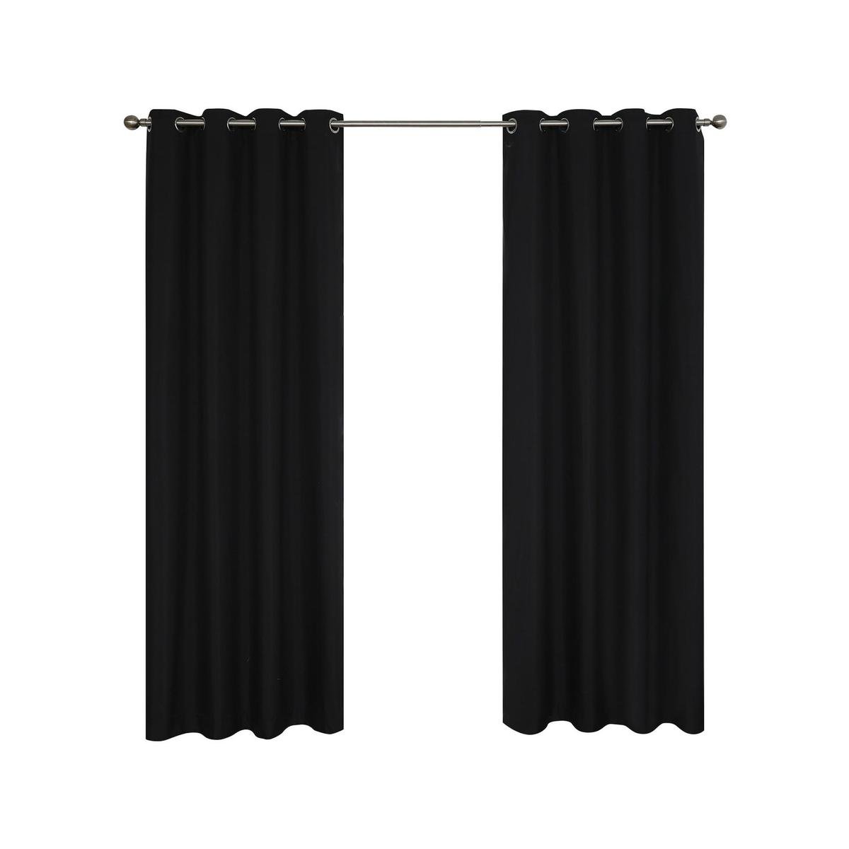 Windoware 300 x 223cm Jet Black Multi Eyelet Blockout Curtain - 1 Pack ...