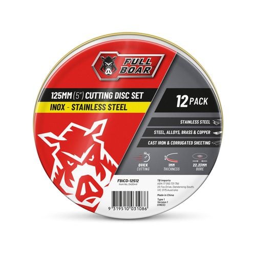 Full Boar 125mm (5") x 1.0 x 22.23mm Inox Cutting Disc - 12 Pack ...